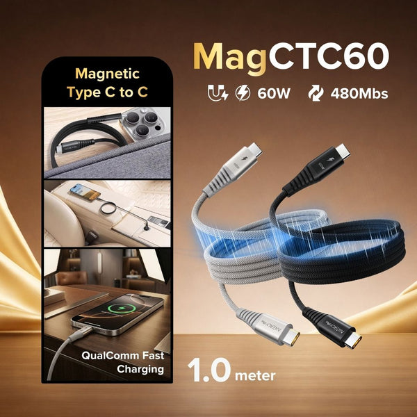 Airbot CTC60 Magnetic Link Charging Cable 60W Type-C to Type-C Wire Da ...